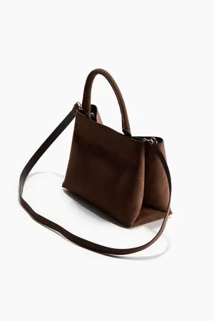 H&m Crossbody Bag With Top Handle And Turn Lock Closure - Brown