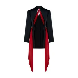 UCHÈ Oversized Satin Jacket With Detachable Floor-length Scarf