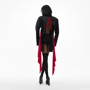 UCHÈ Oversized Satin Jacket With Detachable Floor-length Scarf