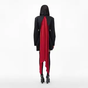 UCHÈ Oversized Satin Jacket With Detachable Floor-length Scarf