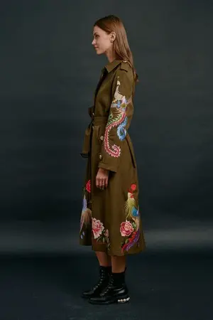 SKYLENCE Phoenix Heritage Trench Coat - Green