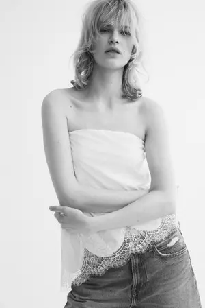 H&m Asymmetric Jacquard-jersey Bandeau Top - White