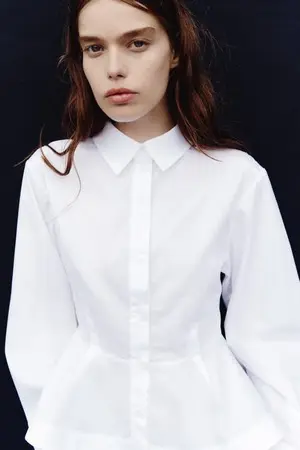 H&M Poplin Peplum Shirt