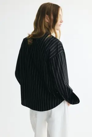H&m Cotton Blouse With Scarf Collar