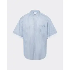 LE PERE Double Short Sleeve Button Down Shirt - Office Blue