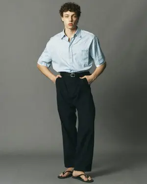LE PERE Double Short Sleeve Button Down Shirt