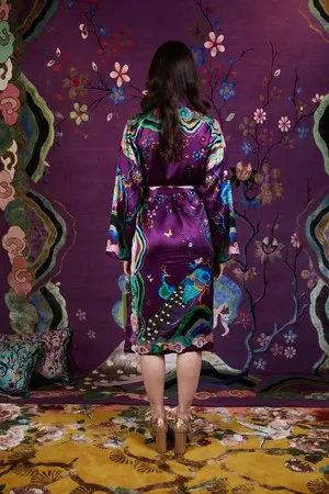 SKYLENCE Wendy Morrison X Kujaku Peacock Silk Robe