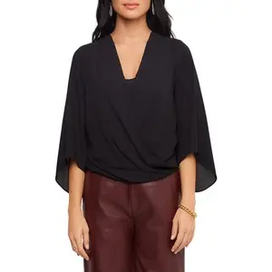 Karen Kane Draped Front Crossover Top - Black
