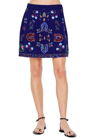 CIEBON Carsyn Embroidered Miniskirt - Navy