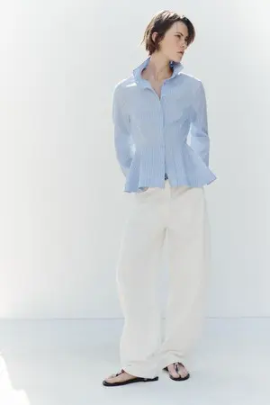 H&m Cotton Peplum Shirt