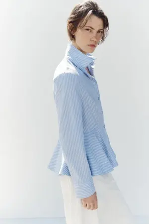 H&m Cotton Peplum Shirt