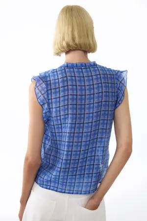 H&M Sleeveless Scarf-collar Blouse With Ruffle Detail