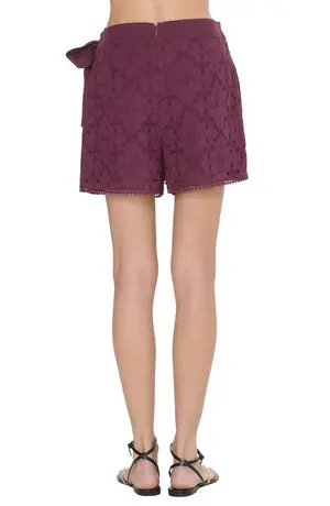 CIEBON Amani Embroidered Eyelet Wrap Skort - Plum