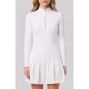 WILLIAMS ATHLETIC CLUB Quarter Zip Long Sleeve Top - White