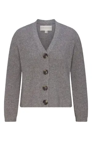 WILLIAMS ATHLETIC CLUB Emily Rib Cashmere Cardigan - Grey