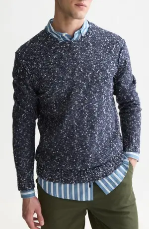 Scotch & Soda Melange Bouclé Crewneck Sweater - Sky Captain