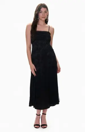 Rebecca Taylor Neveah Jacquard Cami Dress - Noir