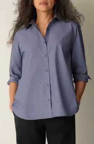 Eileen Fisher Organic Cotton Long Shirt - Infinity