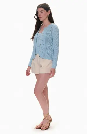 Rebecca Taylor Hannah Pointelle Cardigan - Seafoam