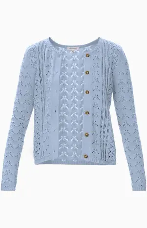 Rebecca Taylor Hannah Pointelle Cardigan - Seafoam