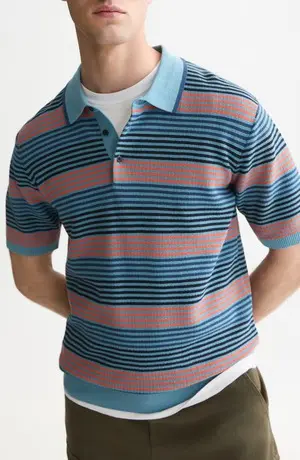 Scotch & Soda Striped Regular Fit Polo - Adriatic Blue Stripe