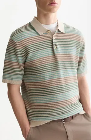 Scotch & Soda Striped Regular Fit Polo - Pure Cashmere Stripe