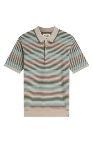 Scotch & Soda Striped Regular Fit Polo - Pure Cashmere Stripe