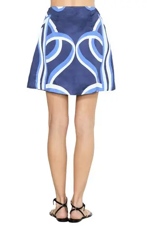 CIEBON Ophena Swirl Print Button Front Miniskirt