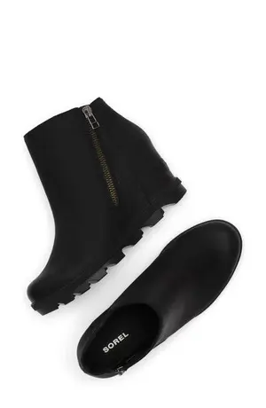 Sorel Joan Rhapsody Zip Wedge Bootie - Black/black