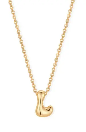 BROOK & YORK Mini Pippa Bubble Initial Pendant Necklace - Gold L