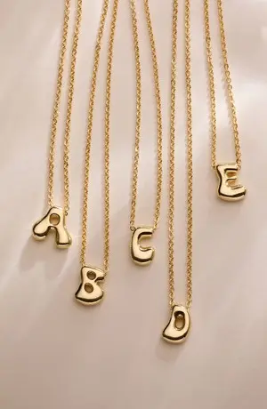 BROOK & YORK Mini Pippa Bubble Initial Pendant Necklace - Gold L