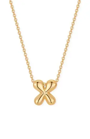 BROOK & YORK Mini Pippa Bubble Initial Pendant Necklace - Gold X