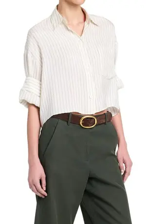 TWP Stripe Elbow-sleeve Button-up Shirt