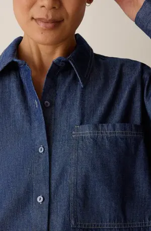 Eileen Fisher Organic Cotton Denim Long Shirt