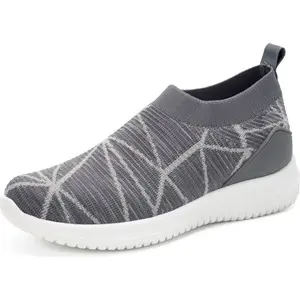 MIO MARINO Lightweight Slip-on Knit Sneakers With Breathable Mesh Upper - Gray