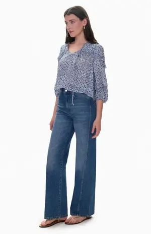 Rebecca Taylor Charlotte Print Mix Blouse