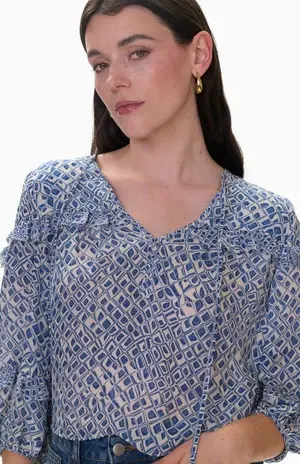Rebecca Taylor Charlotte Print Mix Blouse