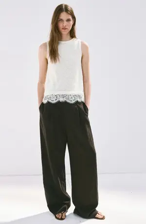 Mango Lace Detail Knit Top