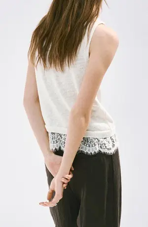 Mango Lace Detail Knit Top