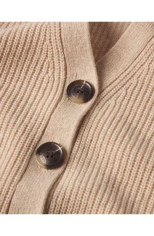 WILLIAMS ATHLETIC CLUB Emily Rib Cashmere Cardigan - Sand Beige