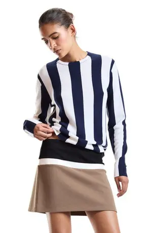 Cynthia Rowley Sideline Striped Sweater Navy