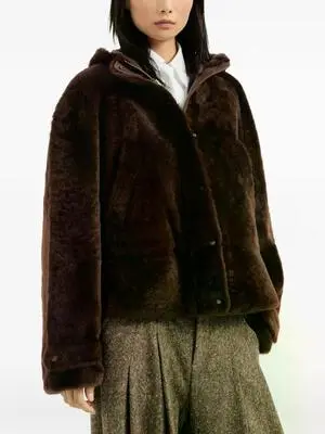 Brunello Cucinelli Shearling Outerwear Jacket With Shiny Zipper Pull