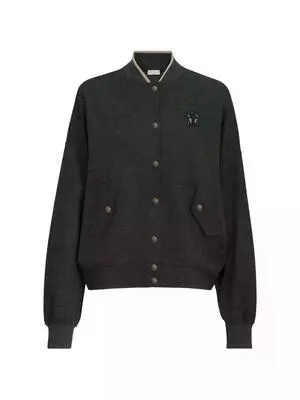 Brunello Cucinelli Logo Patch Bomber Jacket - Grey