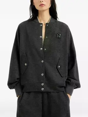 Brunello Cucinelli Logo Patch Bomber Jacket - Grey