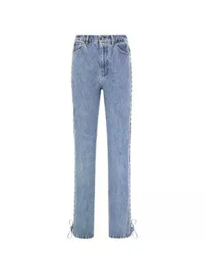ROTATE BY BIRGER CHRISTENSEN Lace-up Straight Leg Jeans