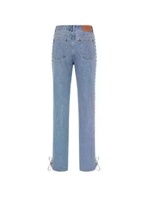 ROTATE BY BIRGER CHRISTENSEN Lace-up Straight Leg Jeans