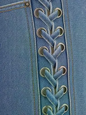 ROTATE BY BIRGER CHRISTENSEN Lace-up Straight Leg Jeans