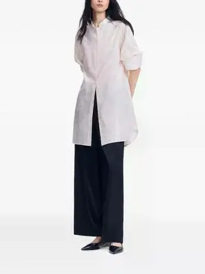 Shanghai Tang Jacquard Floral Shirt Dress