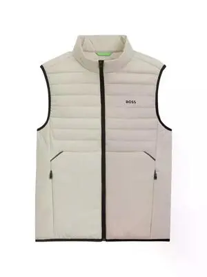 BOSS Quilted Gilet With Logo Detail - Neutrals