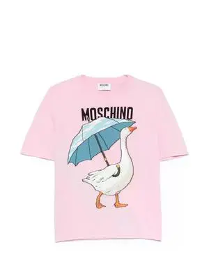 Moschino Goose-intarsia Short-sleeve Top - Pink